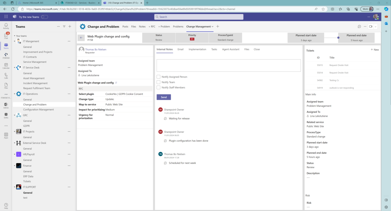 ITSM Processes inside Microsoft Teams